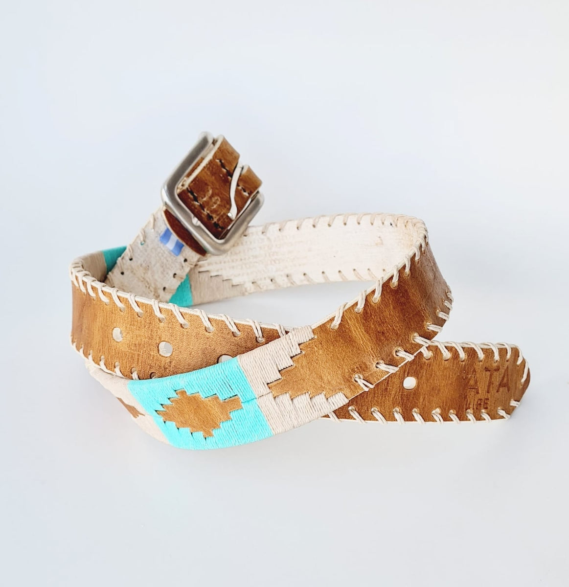 Rawhide Belt with Turqueoise – Pata Lifestyle