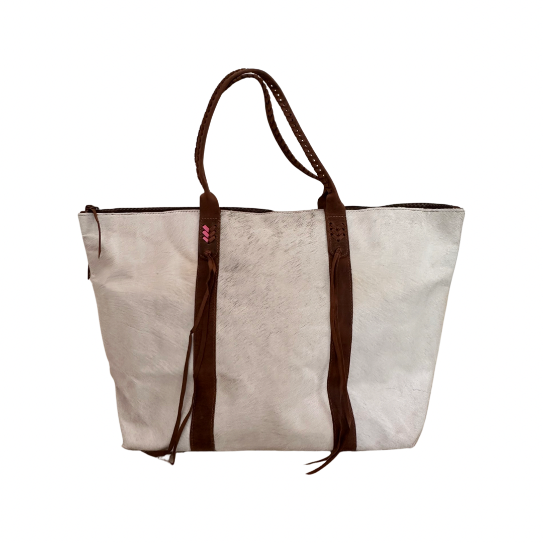 White and Brown Weekender Bag – Pata Lifestyle